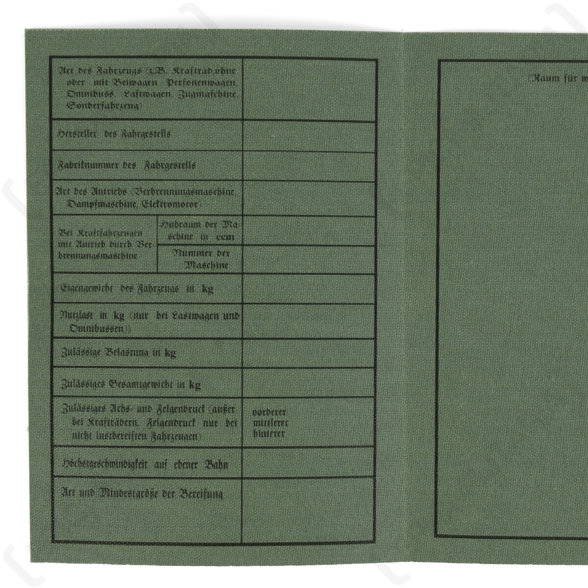 Reproduction WW2 German Vehicle Registration Document | eBay UK