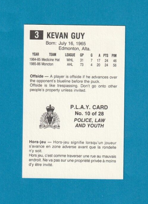 1986-87 Moncton Golden Flames PLAY # 10 Kevan Guy | eBay