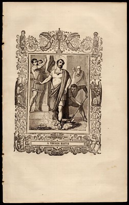 ST TIBURTIUS, MARTYR 167x267mm Antique 19th Cent. ENGRAVING FROM BOOK ...