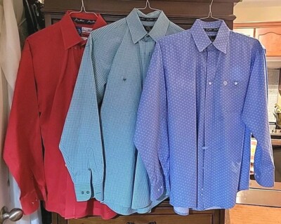Lot 3 Wrangler George Strait Cowboy Cut Red, Collection Button Down M ...