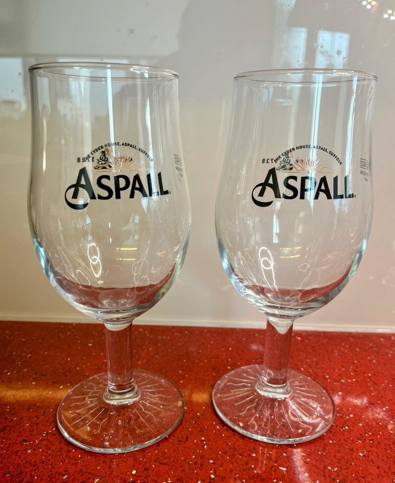 2x Aspall Suffolk Cider Pint Glass Goblet Pedestal M22 Brand New Free ...