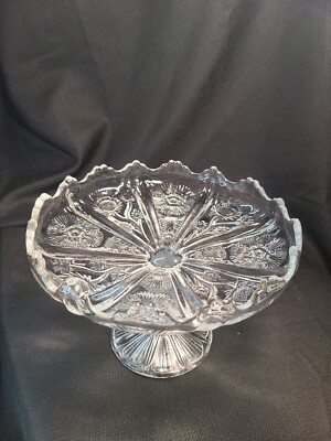 L. G. Wright Higbee Pedestal Clear Paneled Glass Conpote Thistle ...