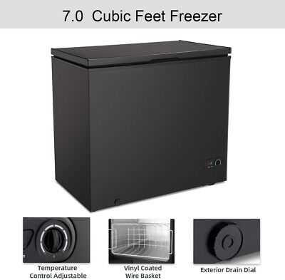 Chest Freezer Deep Freezer 7.0 Cu.ft. w/Removable Basket, Adjustable ...