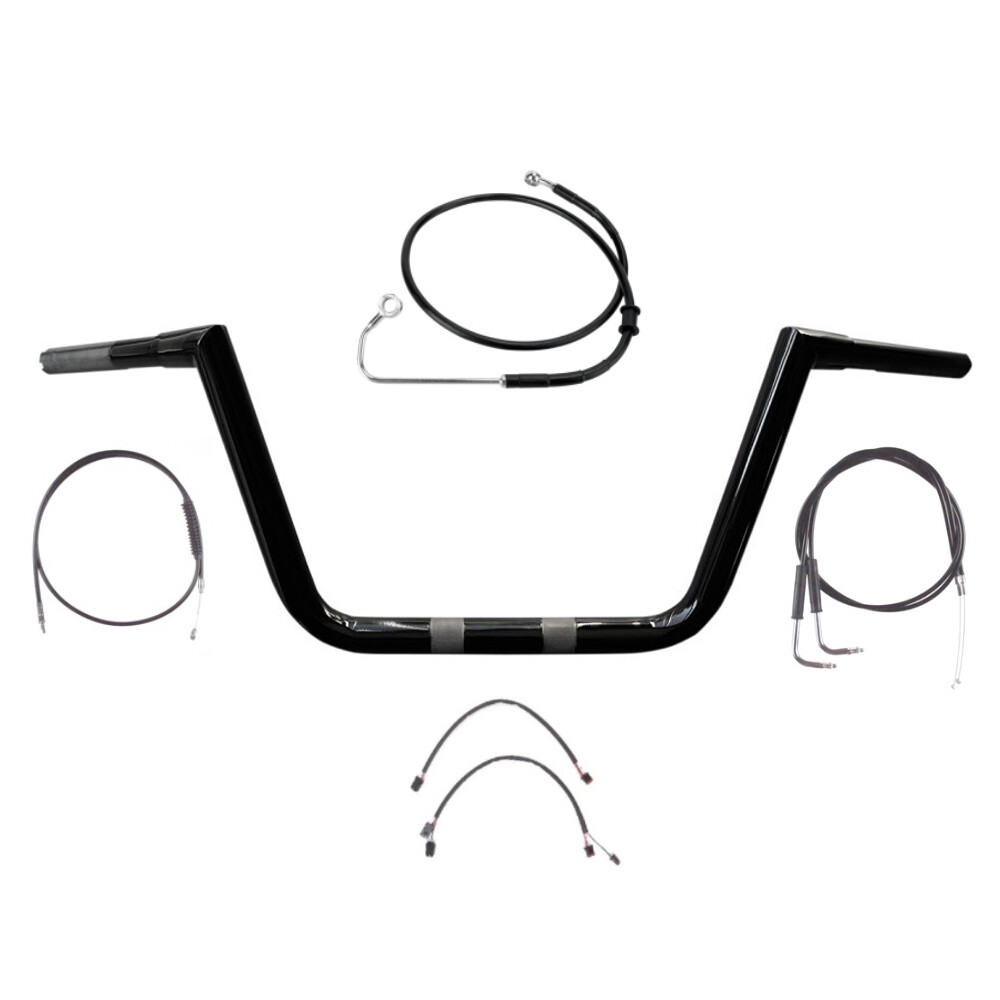 1 1/4" BBlack 10" Twin Peaks Hefty Bar Kit 2011-2015 Harley Softail ...