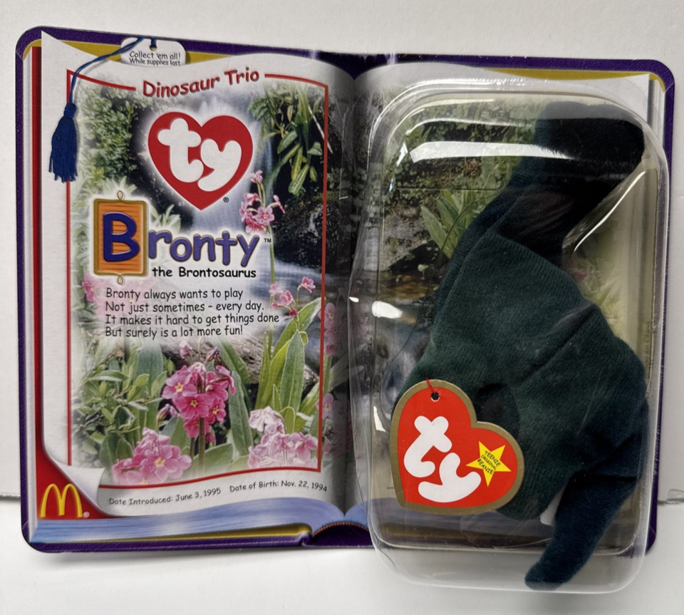 TY Mcdonald's Beanie Babies Special Dinosaur Trio -Bronty, Rex, & Steg ...