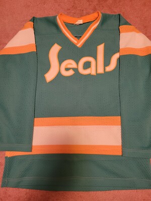 Vintage NHL 1975 Darby California Golden Seals Fred Ahern Hockey Jersey ...