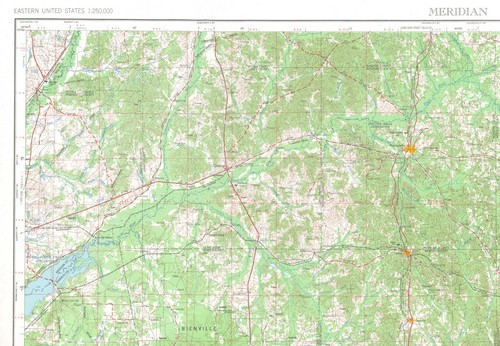 Meridian, Mississippi-Alabama 1965 Map US Army USGS 1:250000 Scale ...