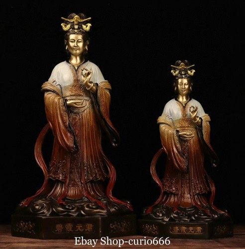 12.2'' Old Dynasty Pure Bronze Painting Bixia Yuanjun Bi Xia Yun Jun Statue | eBay UK
