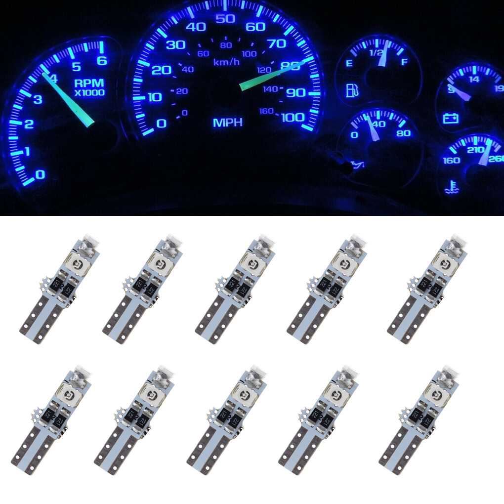 10pcs Blue 3-SMD Gauge Cluster Background Lighting LED Bulbs 37 73 74 ...