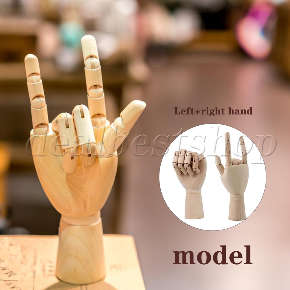 2 Pcs 7" Wooden Left Right Hand Figure Model Crafts for Artist ...