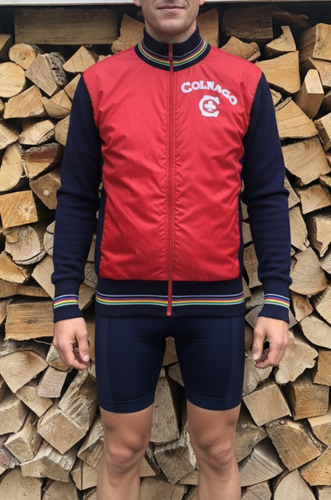 Vintage 80s Colnago Del Tongo Red & Navy Blue Wool Zip Thru Cycling ...