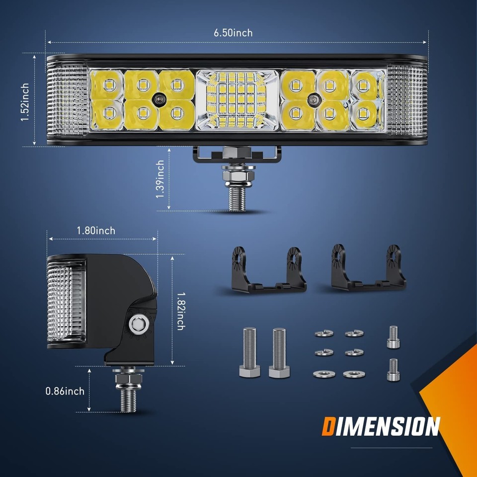 Nilight Side Shooter LED Pods 2PCS 6.5 Inch 60W Flood Spot Beam Combo ...