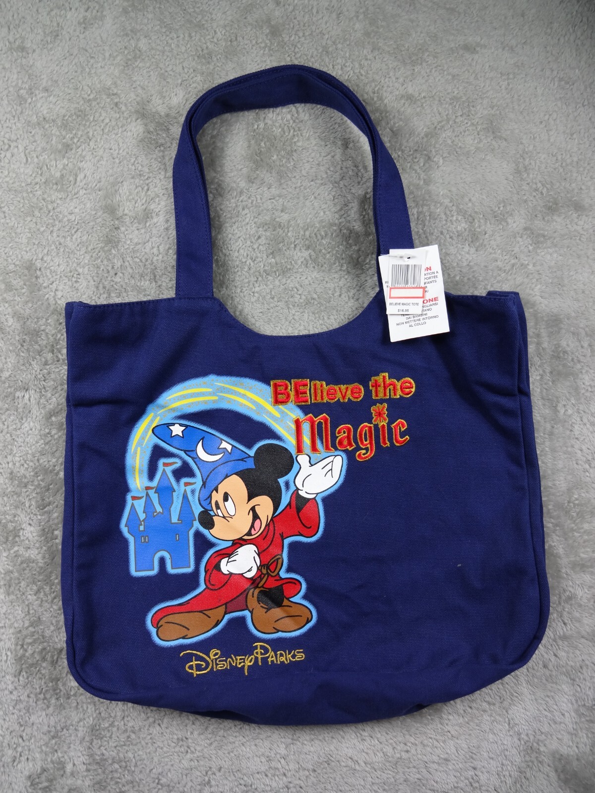 Disney Sorcerer Mickey Mouse Believe the Magic Tote Bag Blue NWT Cast ...
