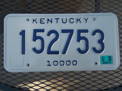 152753 = March 2009 Kentucky Truck 10,000 license plate $4.00 US ...