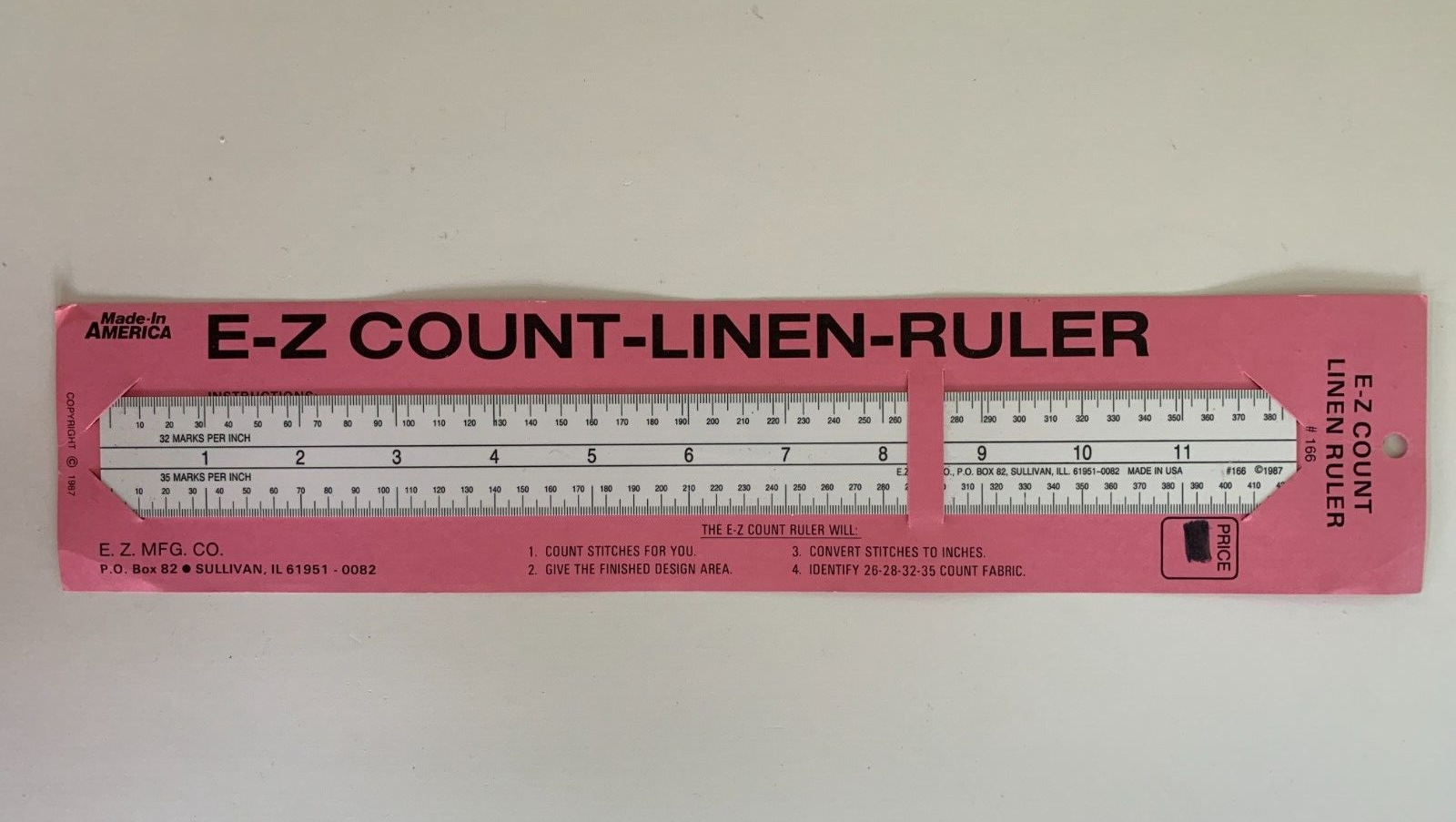 NOS New E-Z Count Linen Ruler Model 166 Made in USA | eBay