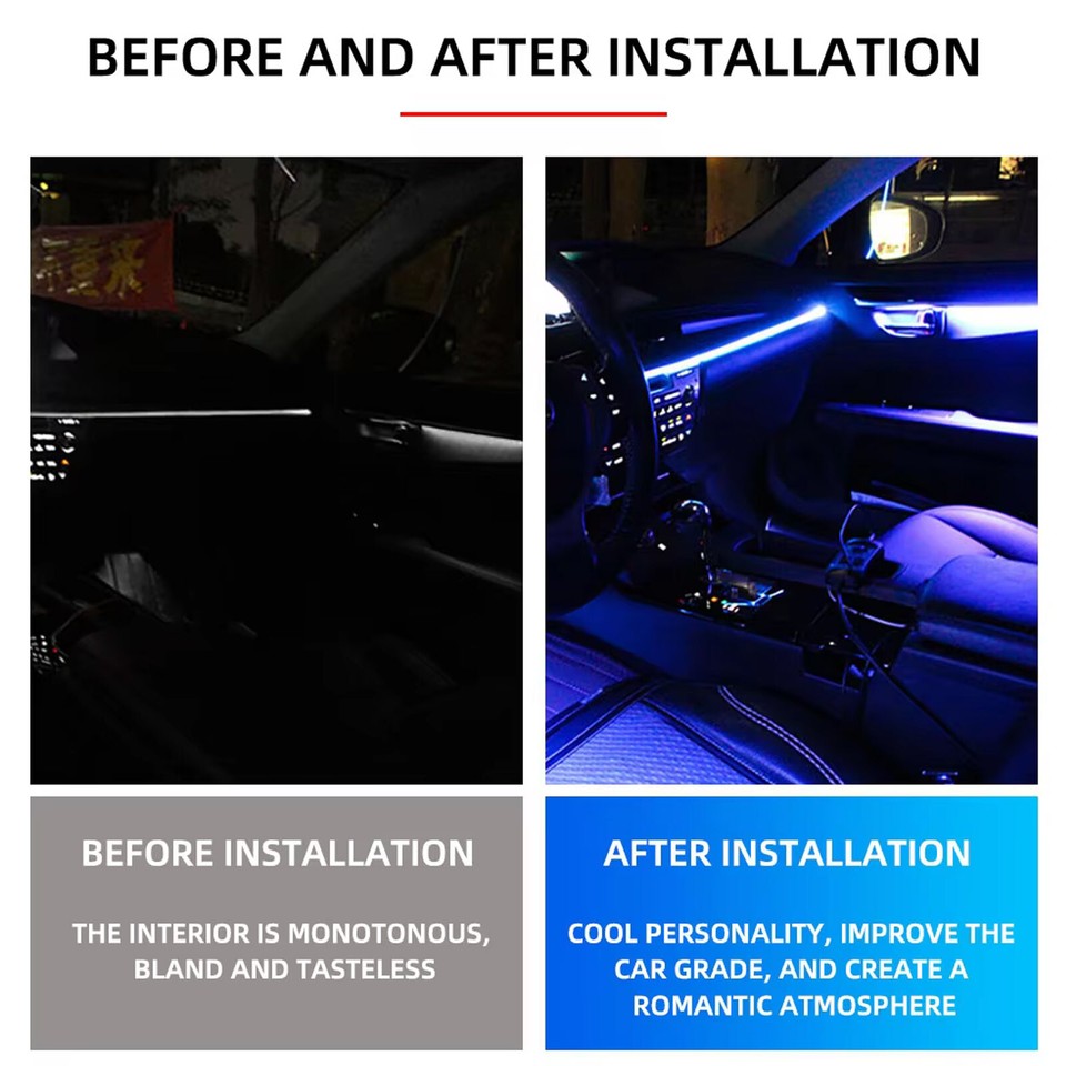 5m RGB LED Light Under Dash Car Interior Atmosphere Strip Neon Party ...