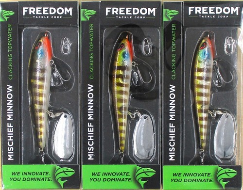 (3) Freedom Tackle 3 1/2" Topwater 7/16 Oz Mischief Minnow Bluegill ...