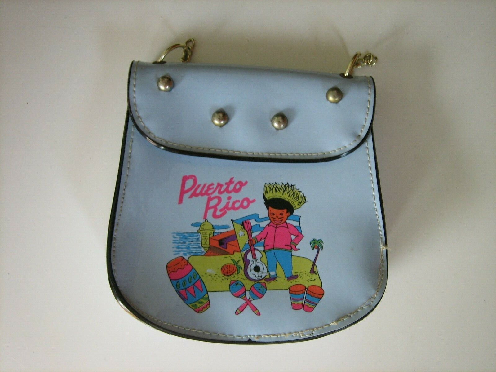 VNTG Puerto Rico EL MORRO Girl's Child BLUE Handbag Purse 5"x5.5"x 1 ...