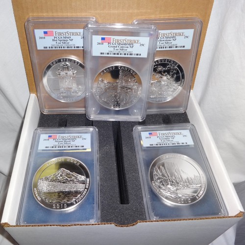 2010 America The Beautiful 5oz 5 Coin Set Graded PCGS First Strike OG ...