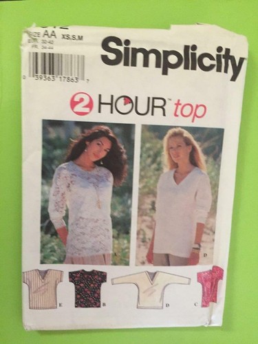 Simplicity Sewing Pattern 9512 Ladies Misses Top Size XS-M Uncut 2 Hour ...