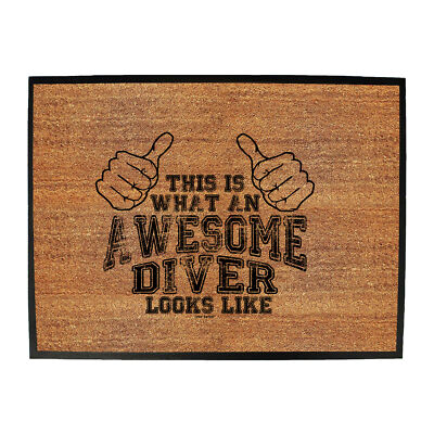 Ow This Is Awesome Diver Scuba Diving Bar Man Cave Novelty Door Mat ...