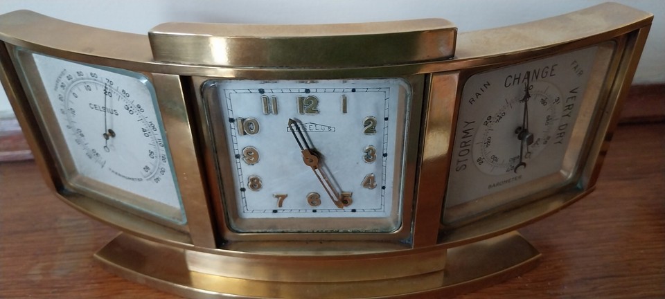 Vintage Angelus 8-day Swiss Weather Station Clock With Barometer And ...