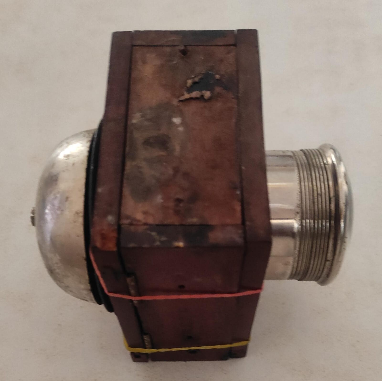 Old rare butler/servant wooden push button ,Gong Bell &lamp on a wooden ...