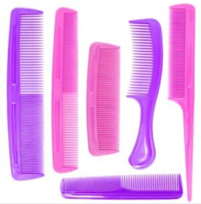Comb Hair Styling Set Pin Tail Fine Wide Toothed Comb 6 Type Pink ...