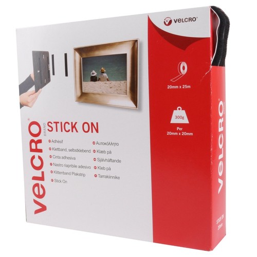 Velcro® BLACK Adhesive HOOK & LOOP TAPE ROLL Fastener Fix /Hang Frame ...