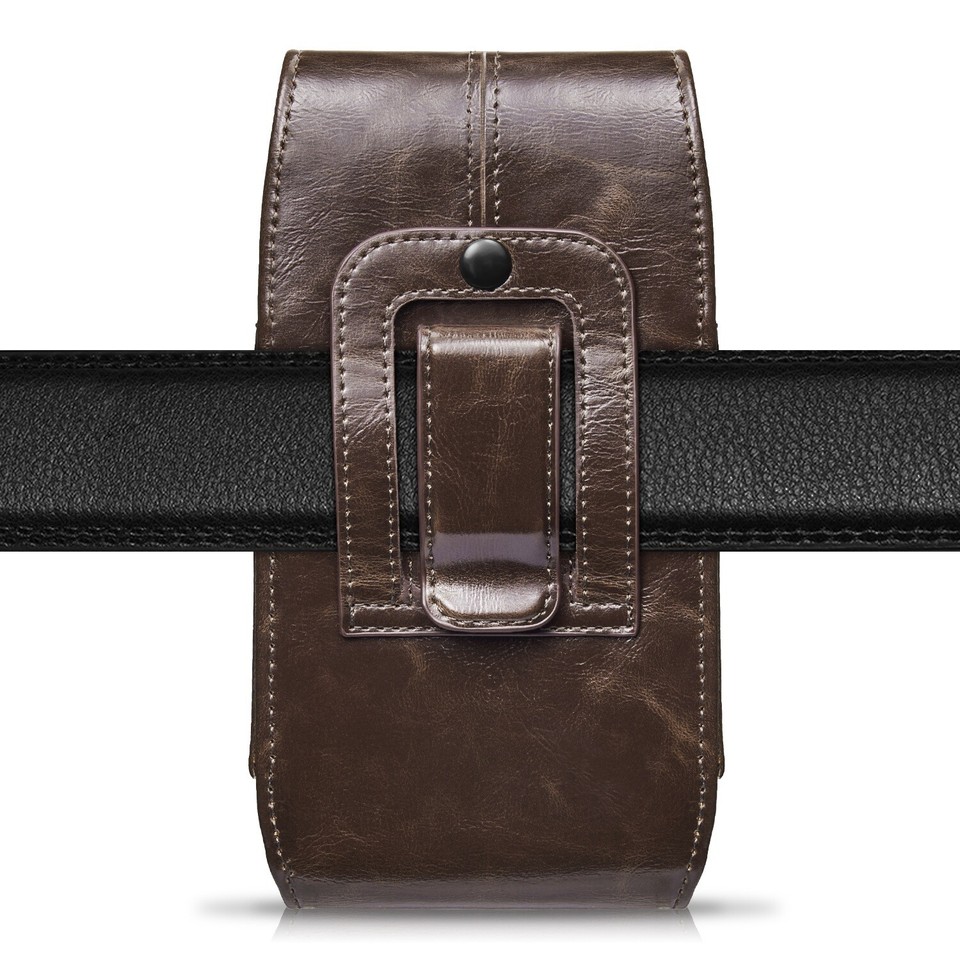 Universal Large Vertical Leather Holster Belt Clip Cell Phone Carry ...