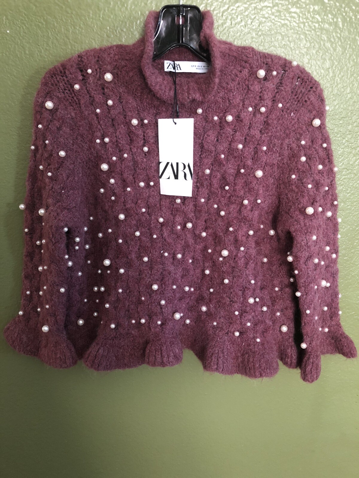 100% Authentic ZARA Alpaca Blend With Pearl Appliqué Sweater Size: M | eBay