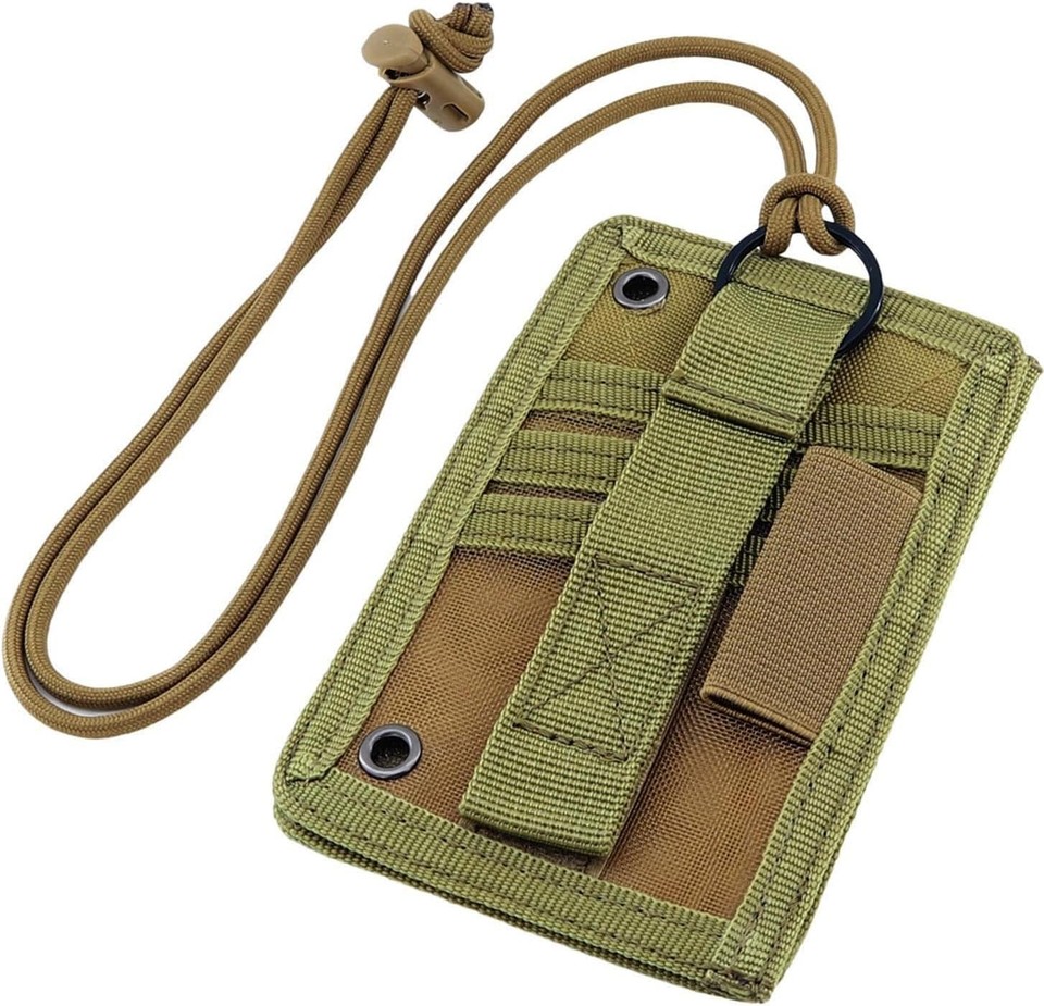 Tactical ID Card Bag Quick Rip-Away Badge Holder Hook & Loop Patch Neck ...