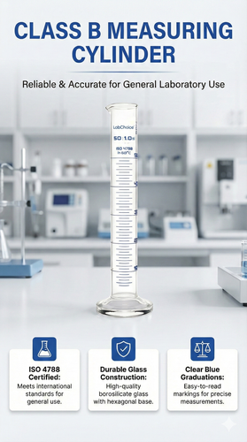 Measuring Cylinder Class B Graduated Spout Safety Collar Laboratory ISO ...