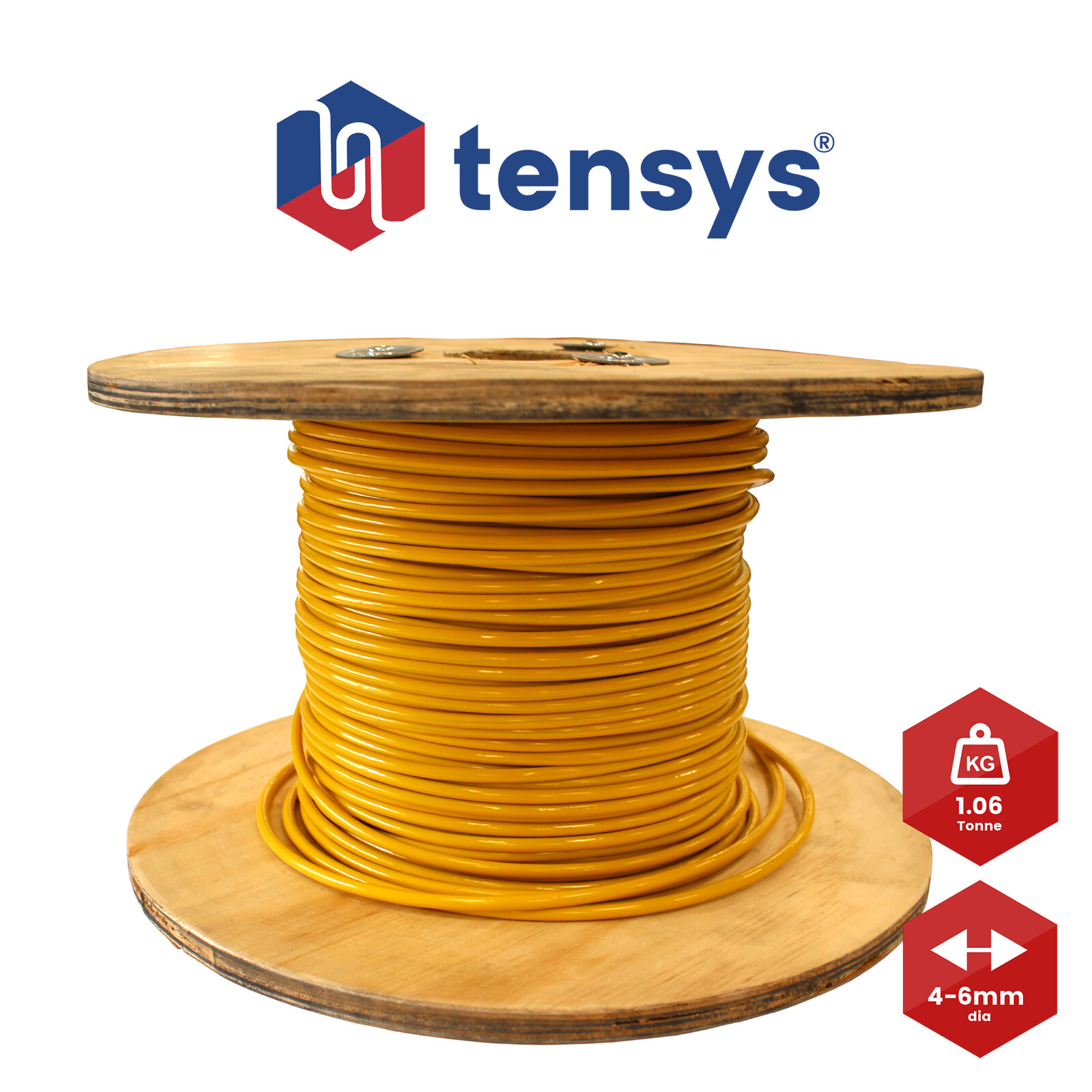 Galvanised PVC Covered Wire Rope,Yellow, 4mm Dia coated to 6mm, 1.06 ...