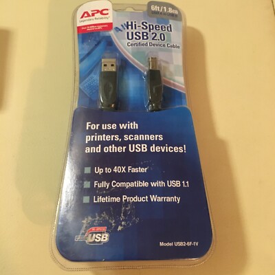 APC HI-Speed USB 2.0 Certified Device Cable 6 ft/1.8m USB A To USB B ...