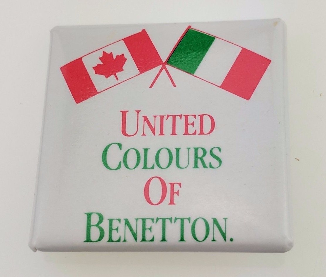 Vintage United Colours of Benetton Button Canada Italy Flag Clothing ...