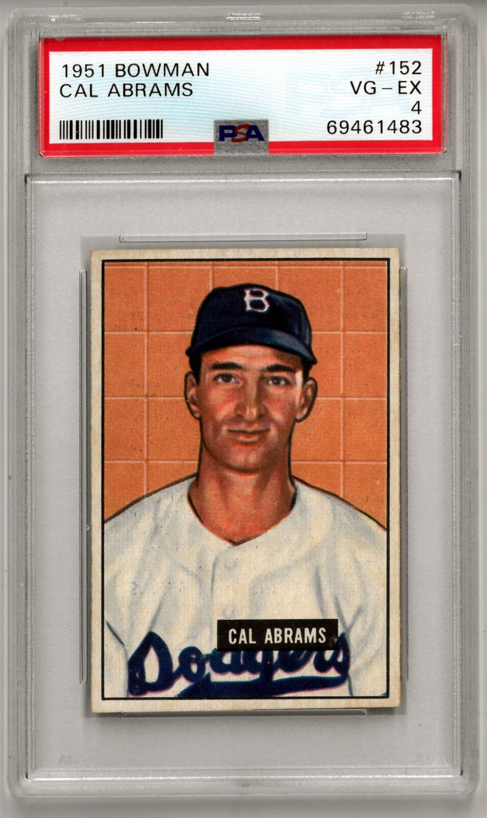 Cal Abrams 1951 Bowman Baseball Card #152- PSA Graded 4 VG-EX (Brooklyn ...