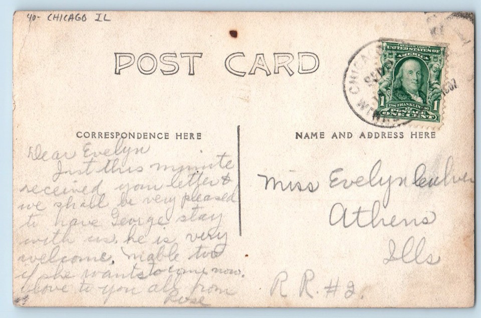 Chicago Illinois IL Postcard RPPC Photo House Building People Scene ...