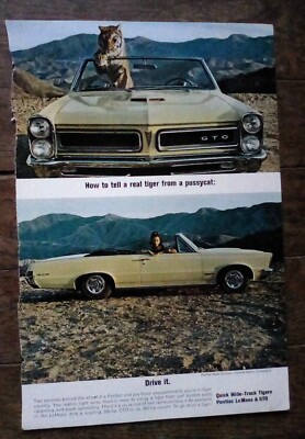 1965 Pontiac LeMan and GTO Print Ad - Quick Wide Track Tigers | eBay