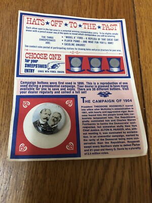 VTG 1972 AMOCO SWEEPSTAKES CARD & REPROD CAMPAIGN PIN 1904 ALTON B ...