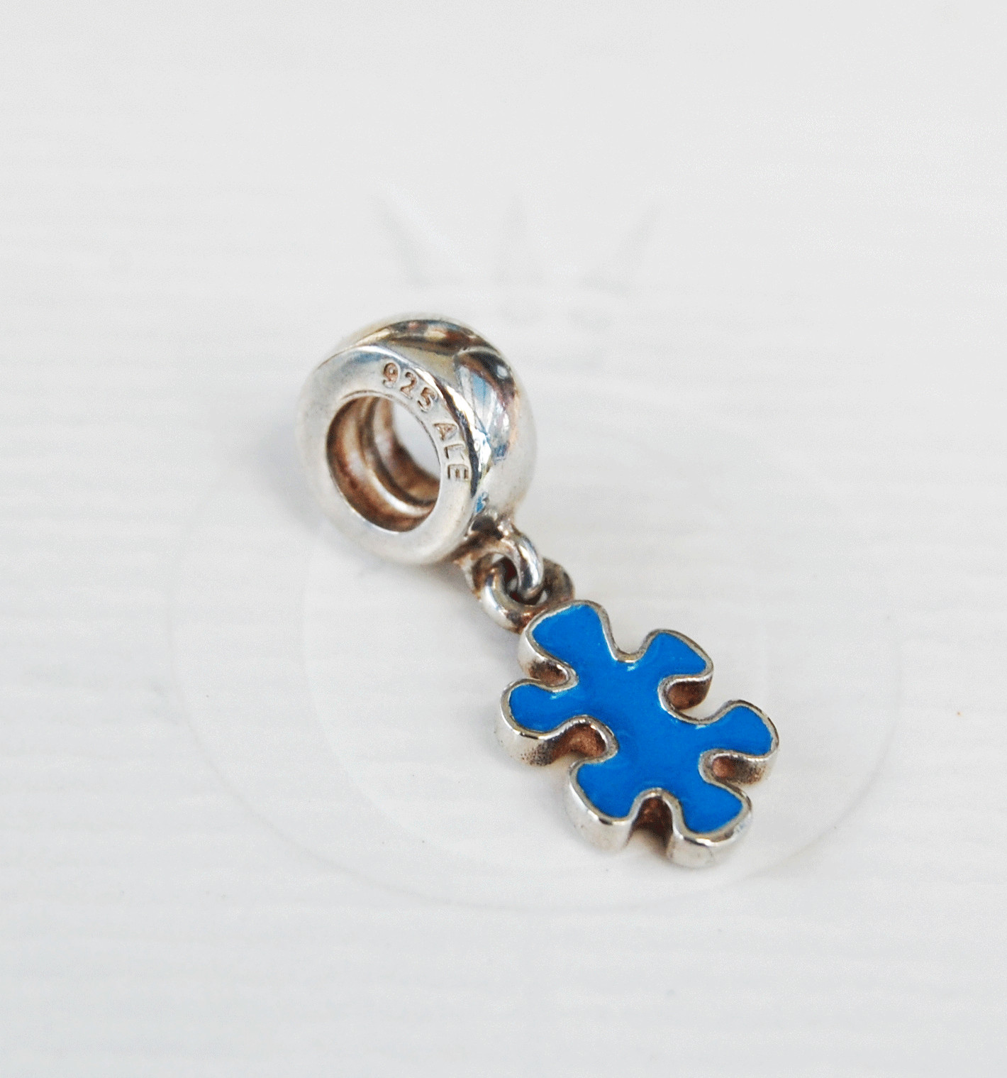 Genuine Pandora Dangle Charm Jigsaw Puzzle Piece Blue… - Gem