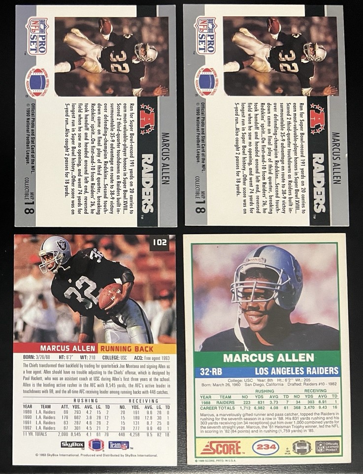 Marcus Allen 4 Card Lot - Raiders HOF | eBay