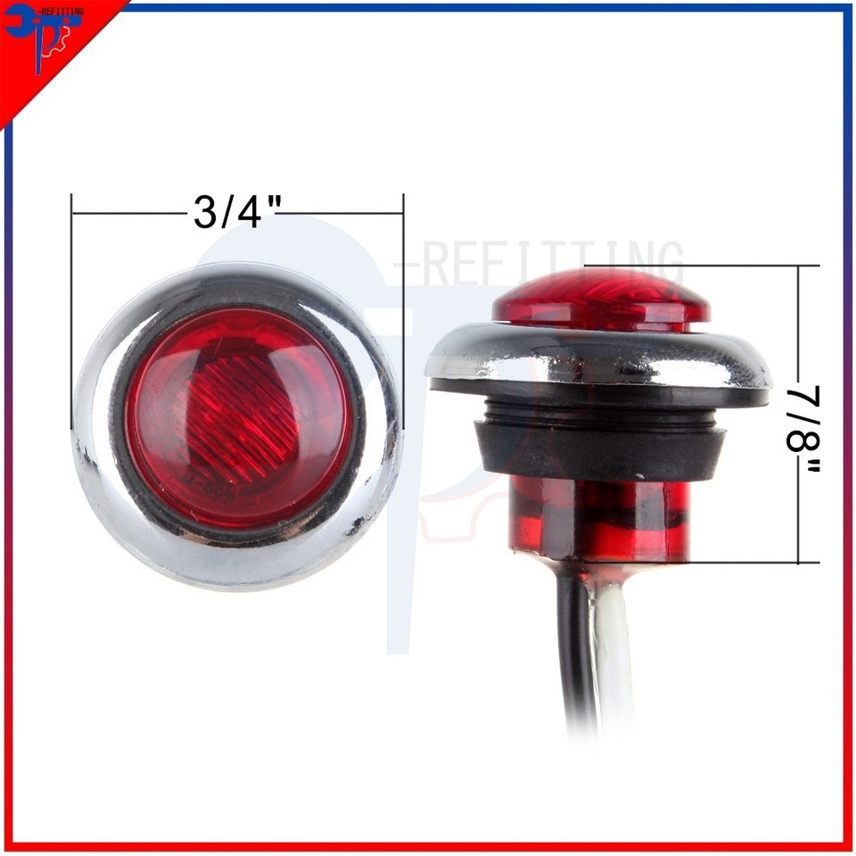 8Pairs Red/Amber Side Marker Clearance Light For Truck Trailer Lorry ...