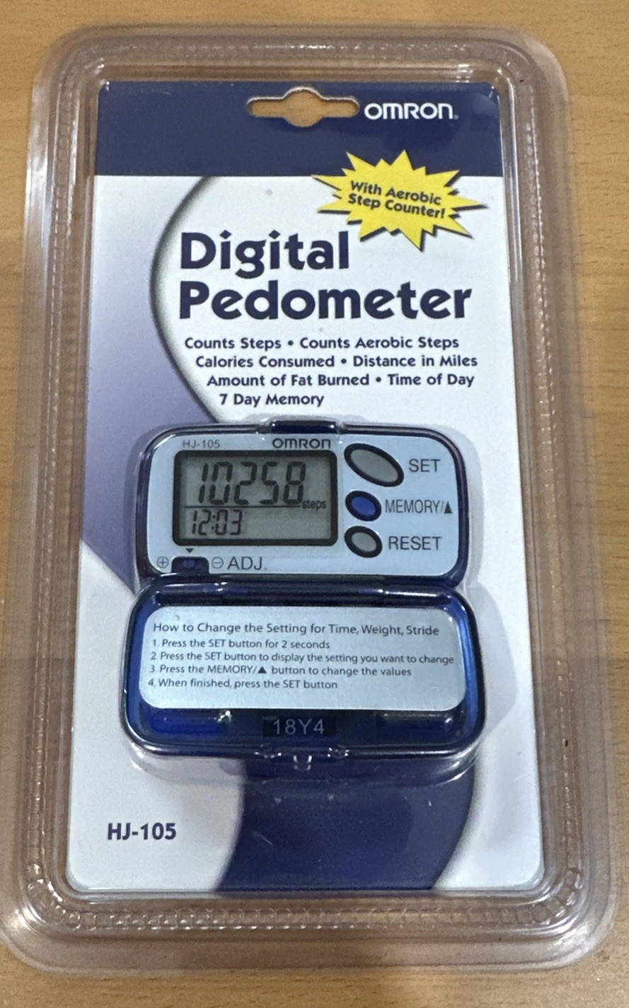 Omron HJ-105 Blue Digital Pocket Pedometer Step/Calorie/Mile Counter | eBay