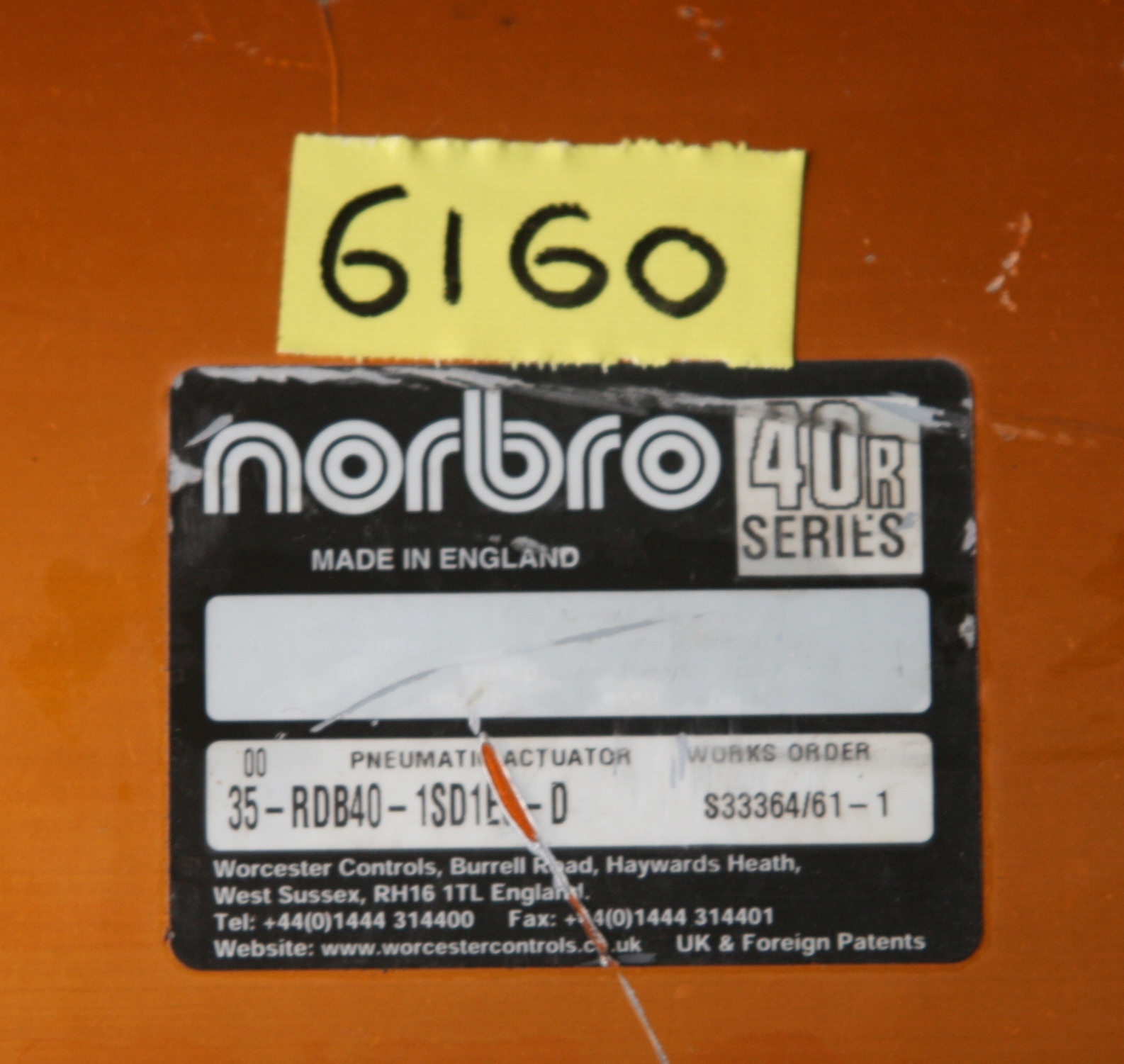 Norbro 40R pneumatic valve actuator 35-RDC40-1SD1EO-D or 35-RDB40 ...