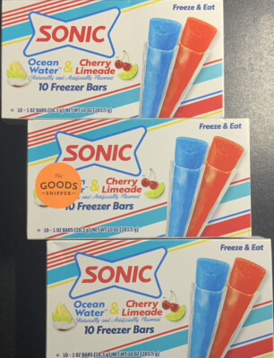 Sonic Freezer Bars 3-Boxes of 10- 1 Oz Ocean Water &Cherry Limeade ...