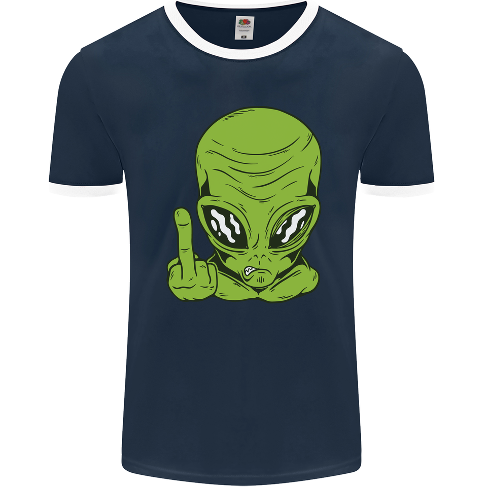 Angry Alien Finger Flip Funny Offensive Mens Ringer T-Shirt FotL | eBay
