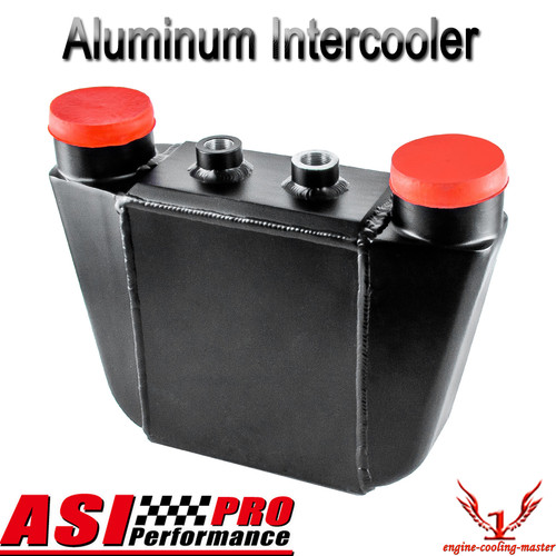 BLACK Universal Aluminum Air To Water Intercooler 16.5"x13"x4.5" ASI ...