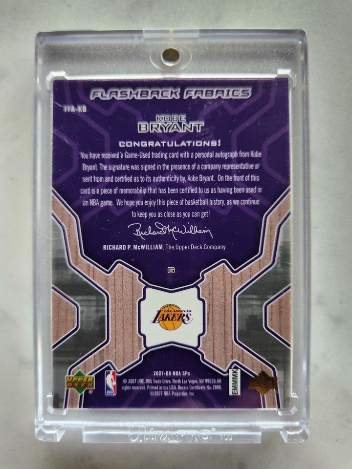 KOBE BRYANT 2007 - 08 Upper Deck SPX Flash Back Fabric Jersey Patch ...