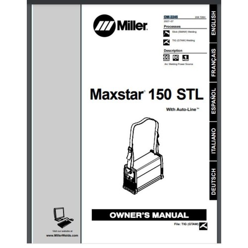 Miller Maxstar 150 STL Welder Owner manual 20 pages 2007 | eBay